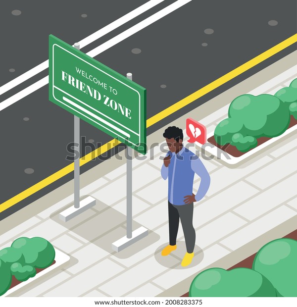 Friendzone Isometric Background Outdoor Scenery Man Stock Vector ...