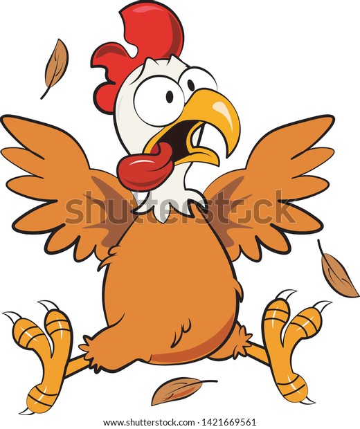 Frightened Chicken Jumping Action Stock Vector (Royalty Free ...