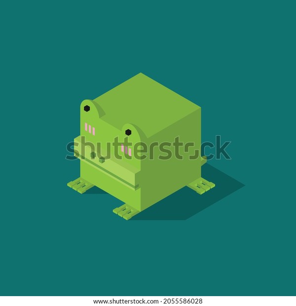 Frog Cubic Isometric On Green Background Stock Vector (Royalty Free ...
