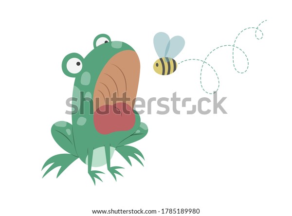 Frog Eating Fly Vector Illustration Cartoon Stock Vector (Royalty Free ...