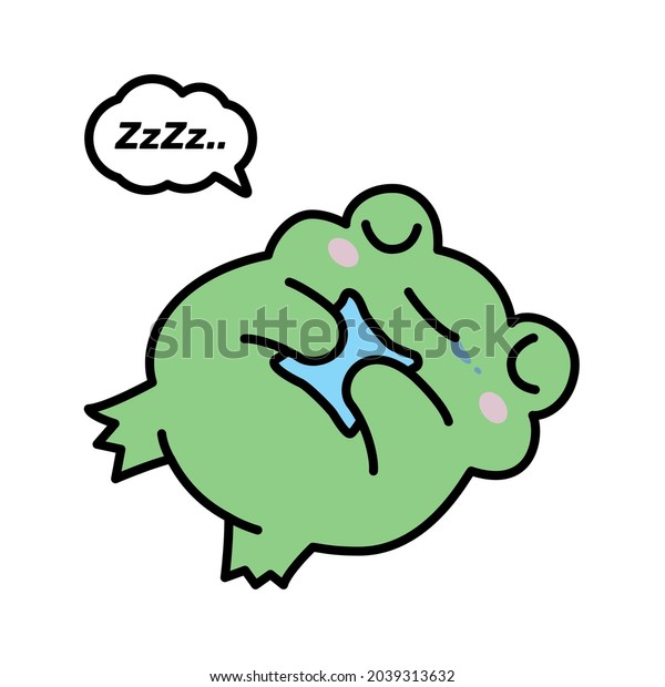 Frog Sleeps Cute Sticker Emotion Sleep Stock Vector (Royalty Free ...