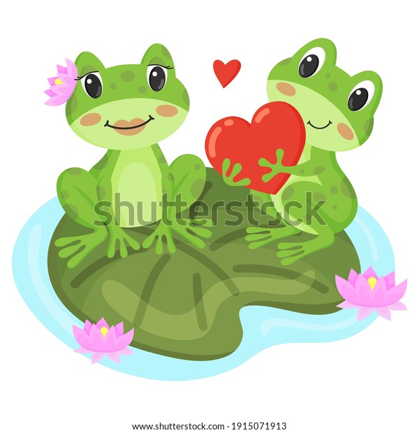 Frogs Love Cute Frogs Sit On Stock Vector (Royalty Free) 1915071913 ...
