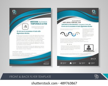 Vektor Stok Front Back Page Brochure Template Flyer (Tanpa Royalti ...