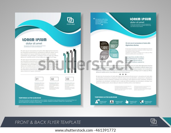 Vektor Stok Front Back Page Brochure Template Flyer (Tanpa Royalti ...