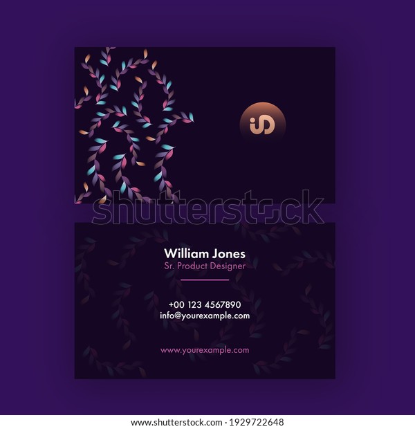 Front Back View Business Card Design Stock Vector (Royalty Free ...