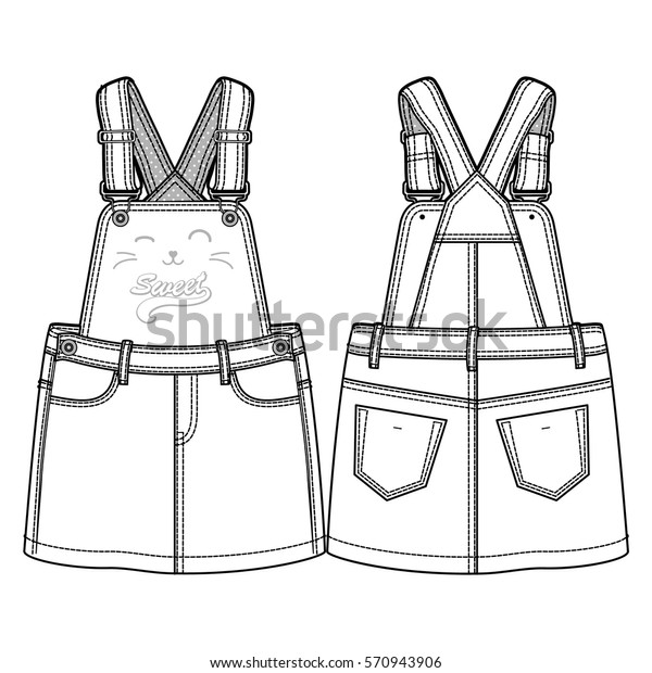 Front Back View Overall Dress Cute Stock Vector (Royalty Free ...
