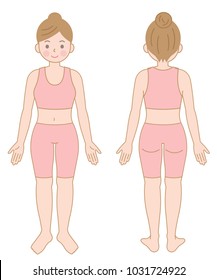 Front Back View Standing Female Body: เวกเตอร์สต็อก (ปลอดค่าลิขสิทธิ์ ...