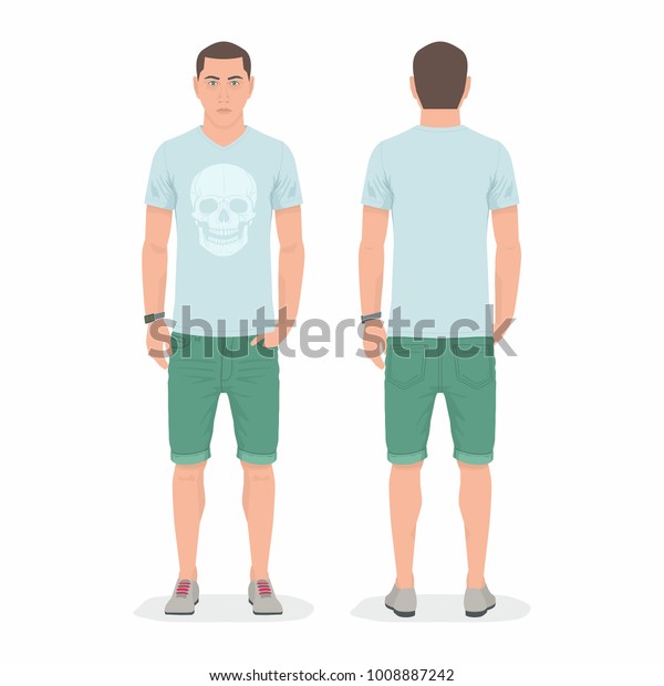 Front Back View Young Man Standing Stock Vector (Royalty Free ...