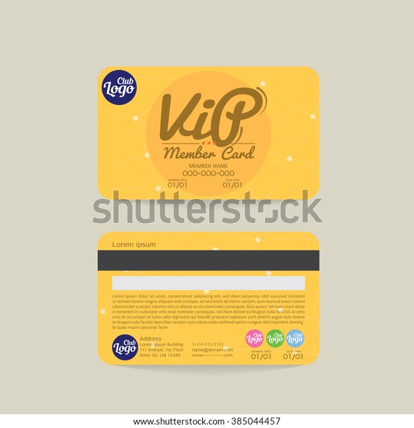 Fronte E Back VIP Member Card Template Illustrazione vettoriale
