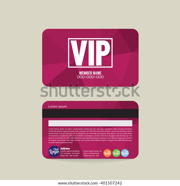 Vektor Stok Front Back Vip Member Card Template (Tanpa Royalti ...