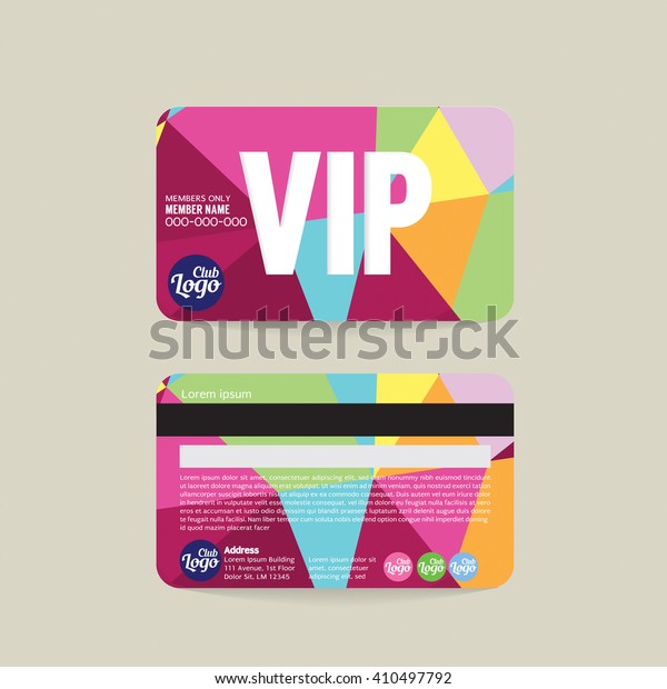 Front Back Vip Member Card Template Stok Vektör (Telifsiz) 410497792