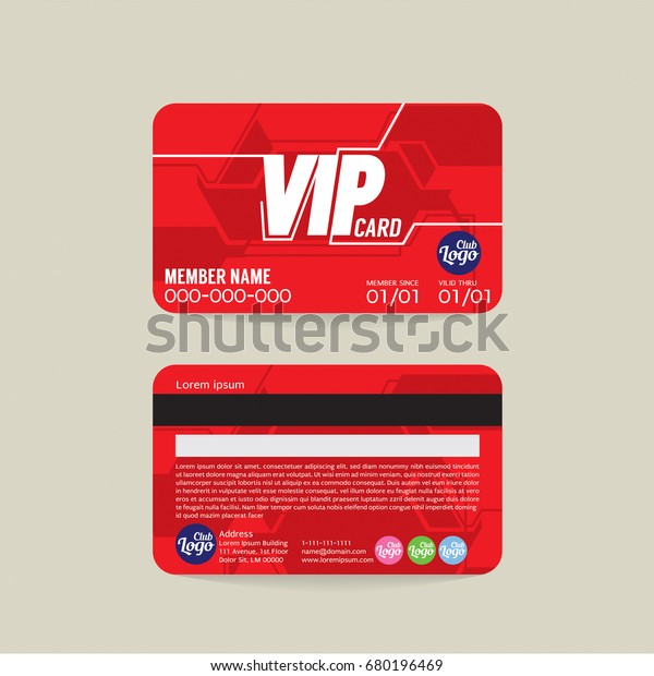Front Back Vip Member Card Template: stockvector (rechtenvrij ...
