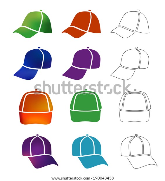 Front Cap Outlined Set Vector Illustration Stock Vector (Royalty Free ...