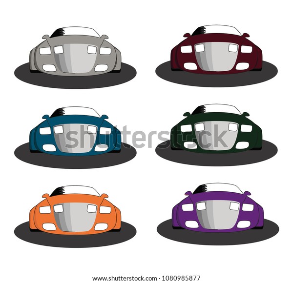 Front Car Different Color Set Stock Vector (Royalty Free) 1080985877 ...