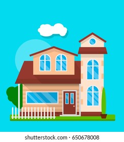 Cute Modern House Exterior Stock Illustration 1211313538