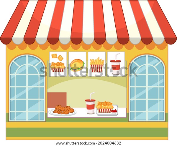 Front Fast Food Store Isolated Illustration: เวกเตอร์สต็อก (ปลอดค่า ...