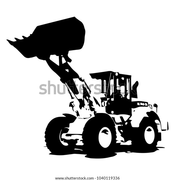 Front Loader Black Color On White Stock Vector (Royalty Free ...
