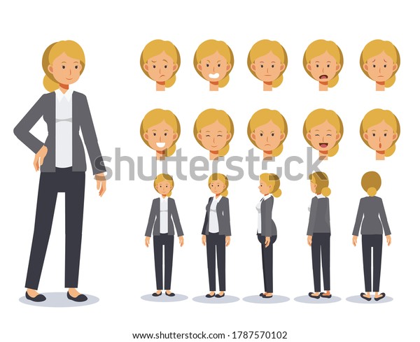 Front Side Back View Animated Character: เวกเตอร์สต็อก (ปลอดค่า ...