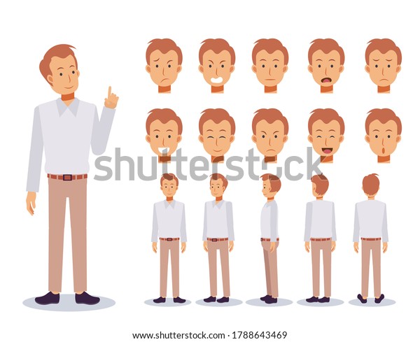 Front Side Back View Animated Character: เวกเตอร์สต็อก (ปลอดค่า ...