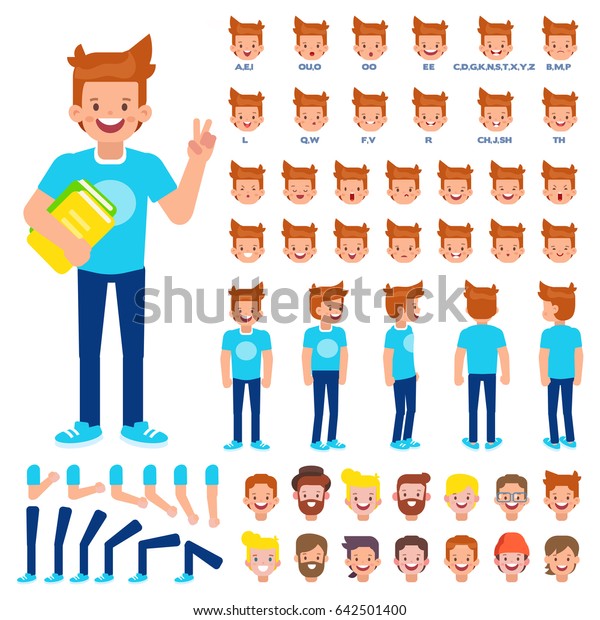 Front Side Back View Animated Character Stock Vector (Royalty Free ...