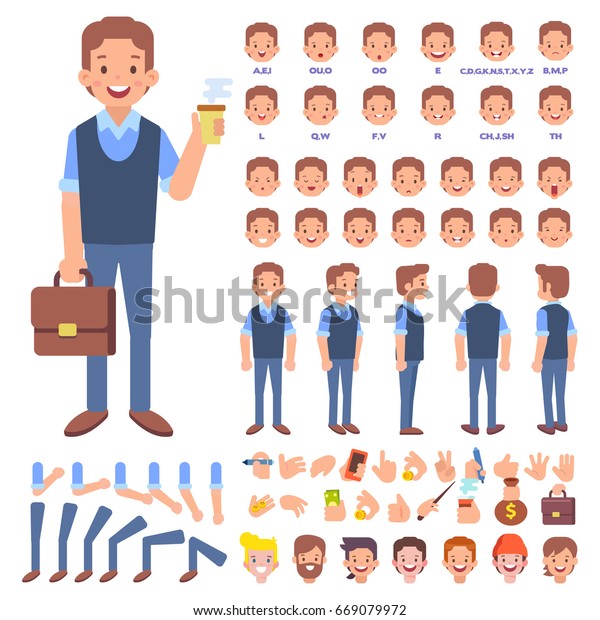 Front Side Back View Animated Character Stock Vector (Royalty Free ...