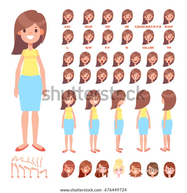 Front Side Back View Animated Character Stock Vector (Royalty Free ...