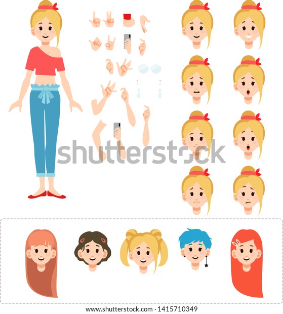Front Side Rear View Animated Character Stock Vector (Royalty Free ...