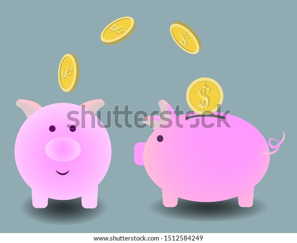 Front Side View Lovely Piggy Bank Stock Vector (Royalty Free ...