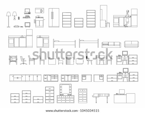 Front Side View Set Furniture Elements Stock Vector (Royalty Free ...