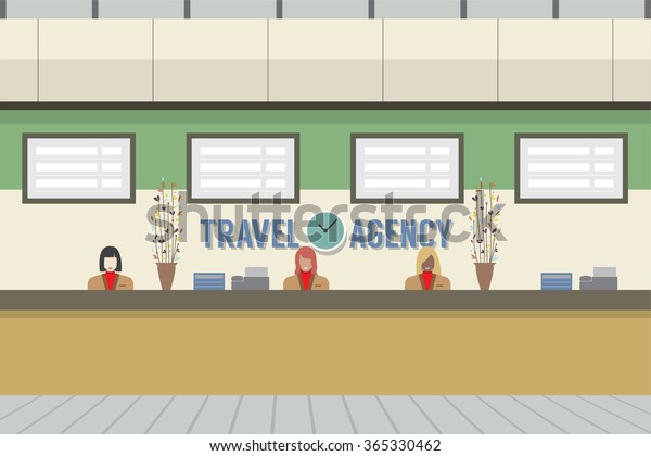 Front Travel Agency Counter Vector Illustration Stock Vector (Royalty ...