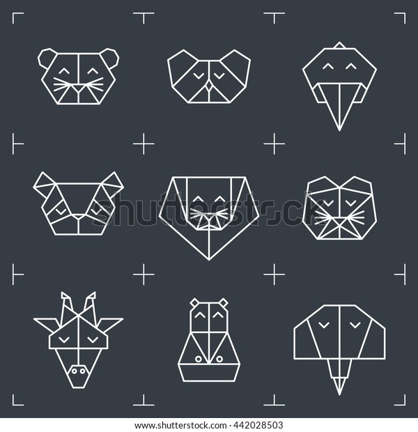 Front View Animal Heads Animal Triangle Stock Vector (Royalty Free ...