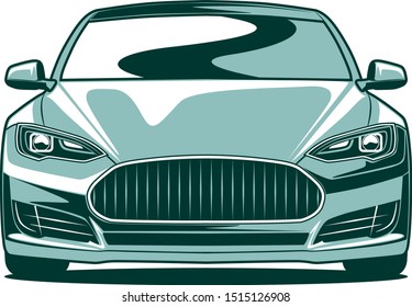 Front View Car Illustration Conceptual Design Stock Vector (Royalty ...