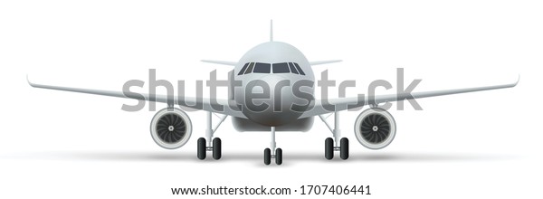 Front View Civil Aircraft Standing On Stock Vector (Royalty Free ...