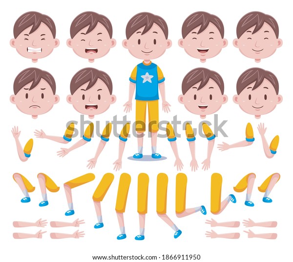 Front View Cute Boys Character Creation Stock Vector (Royalty Free ...