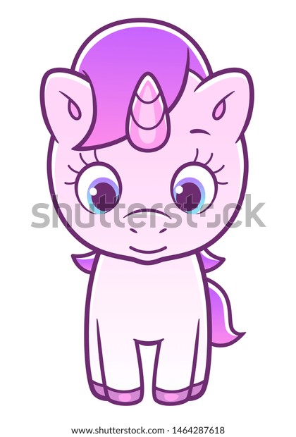 Front View Cute Cartoon Unicorn On Stock Vector (Royalty Free ...