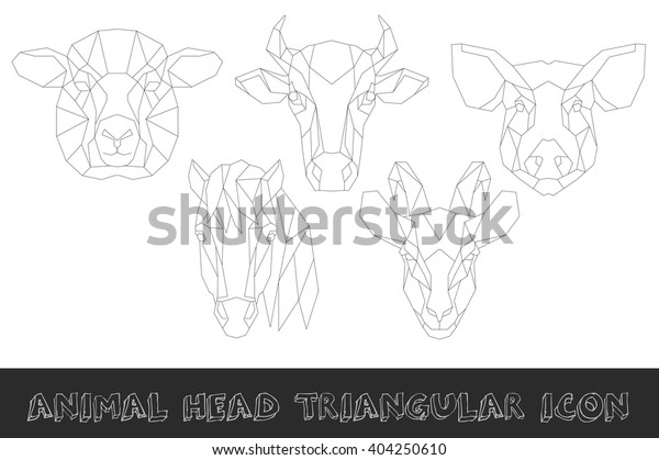 Front View Farm Animal Head Triangular Stock Vector (Royalty Free ...