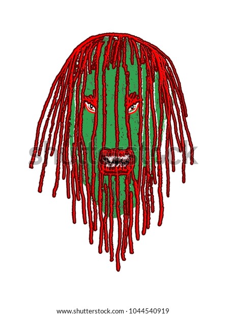 Front View Long Hair Monster Illustration Stock Vector (Royalty Free ...