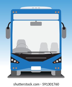 Front View Tourist Bus On Blue Stock Vector (Royalty Free) 591301760 ...
