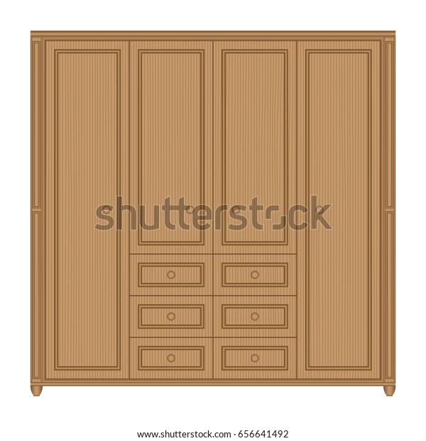 Front View Wooden Wardrobe Drawers Isolated Stock Vector (Royalty Free ...