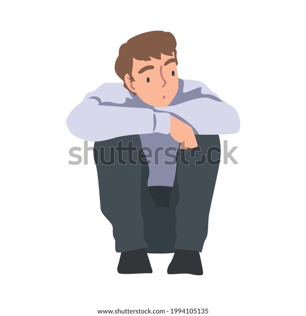 Front View Young Man Sitting On Stock Vector (Royalty Free) 1994105135 ...
