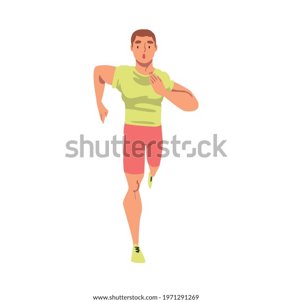Front View Young Running Man Male Stock Vector (Royalty Free ...