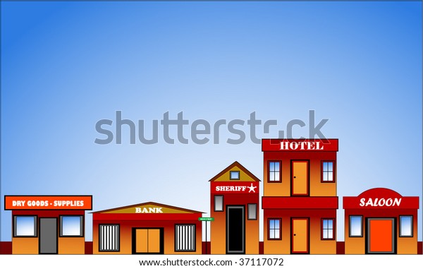 Frontier Old Western Town Stock Vector (Royalty Free) 37117072