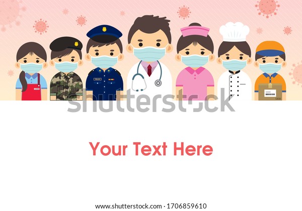 Frontline Workers Who Work Nation During Stock Vector (Royalty Free ...