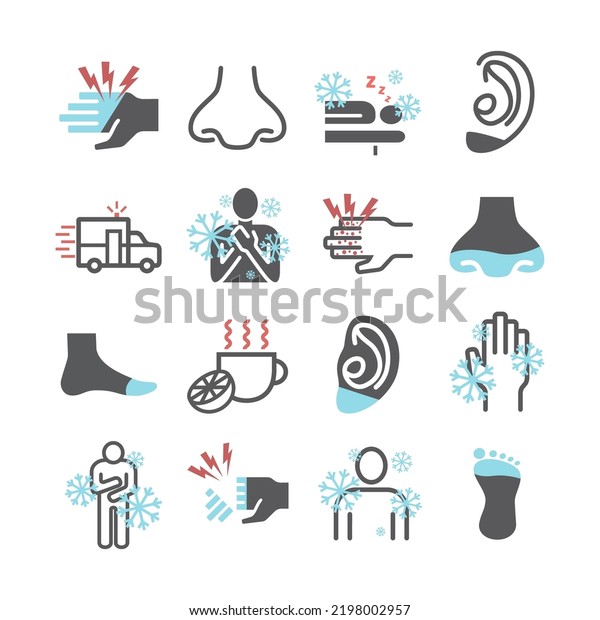 Frostbite Symptoms Line Icons Set Vector Stock Vector (Royalty Free ...