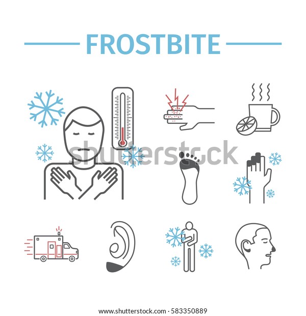 Frostbite Symptoms Line Icons Set Vector Stock Vector (Royalty Free ...