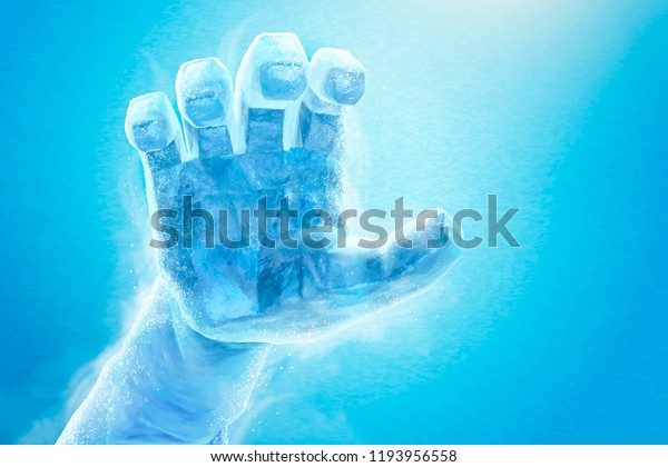 Frozen Hand 3d Illustration On Blue Stock Vector (Royalty Free ...