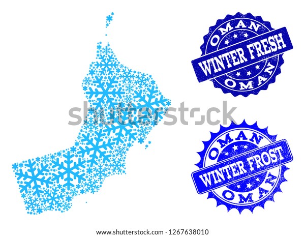 Frozen Map Oman Scratched Stamp Seals Stock Vector (Royalty Free ...