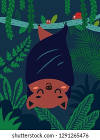 Fruit Bat Hanging On Tree Vector Stock Vector (Royalty Free) 1291265476 ...