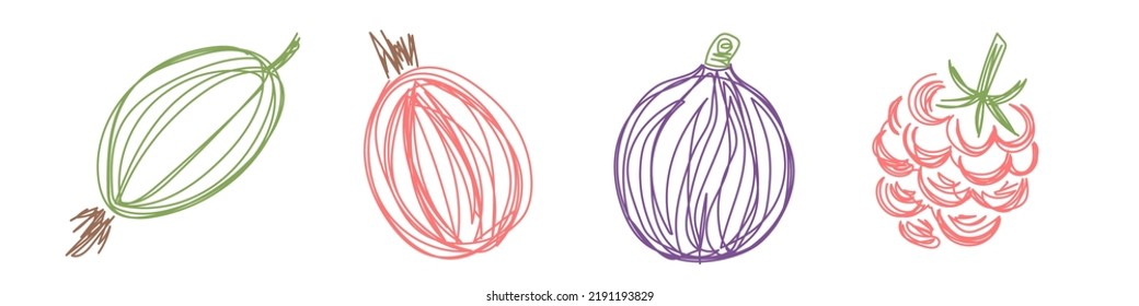 Fruit Berry Sketch Set Hand Drawn Stock Vector (Royalty Free ...