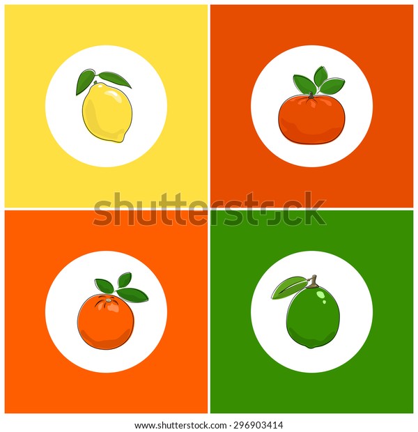 Fruit Citrus Icon Round White Fruit Stock Vector (Royalty Free ...